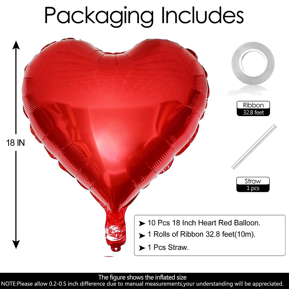10Pcs Red Foil Heart Shaped Balloons 18 Inch Heart Mylar Balloons For Baby Shower Wedding Valentine Decorations Love Balloons Party Decorations