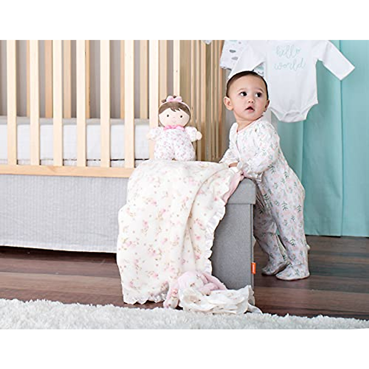 Little Me Plush Baby Doll with Rattle, Jackie (Pink Vintage Rose, 9 inch)