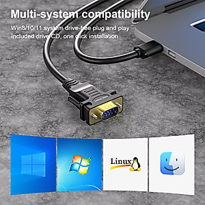 OIKWAN USB to RS232, USB Serial Adapter with FTDI Chipset,USB 2.0 to Male DB9 Serial Cable for Windows 11,10, 8, 7, Vista, XP, 2000, Linux and Mac OS(6ft)…