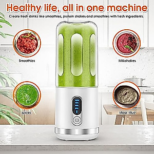 neza Portable Blender, Personal Blender Shakes and Smoothies, Portable Juicer USB C Rechargeable, 15.2 Oz Multifunctional and BPA Free Mini Blender, Travel/Gym/Office, White