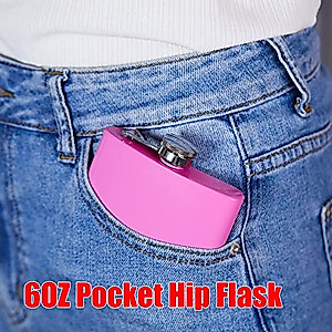 FOPAXDOF Hip Flask for Liquor Pocket Alcohol Drinking Flask 6 OZ Stainless Steel Leak proof with Funnel Flask set (Pink)