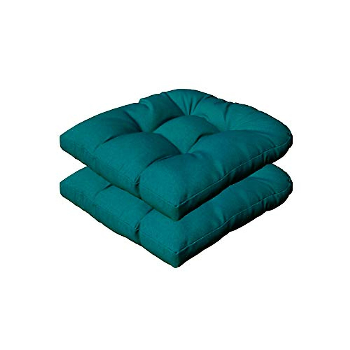 Sewker Outdoor/Indoor Tufted Wicker Seat Cushions, 19" x 19" for Patio Chair Furniture Set of 2 - Teal