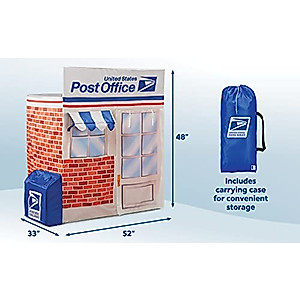 Kid Trax USPS Play Tent for Kids, Tent House for Kids, Large Front and Rear Openings, Mail Collection Box, Includes Carrying Case, Mail Truck or Carrier Accessory, Kids Play House, Post Office Toys