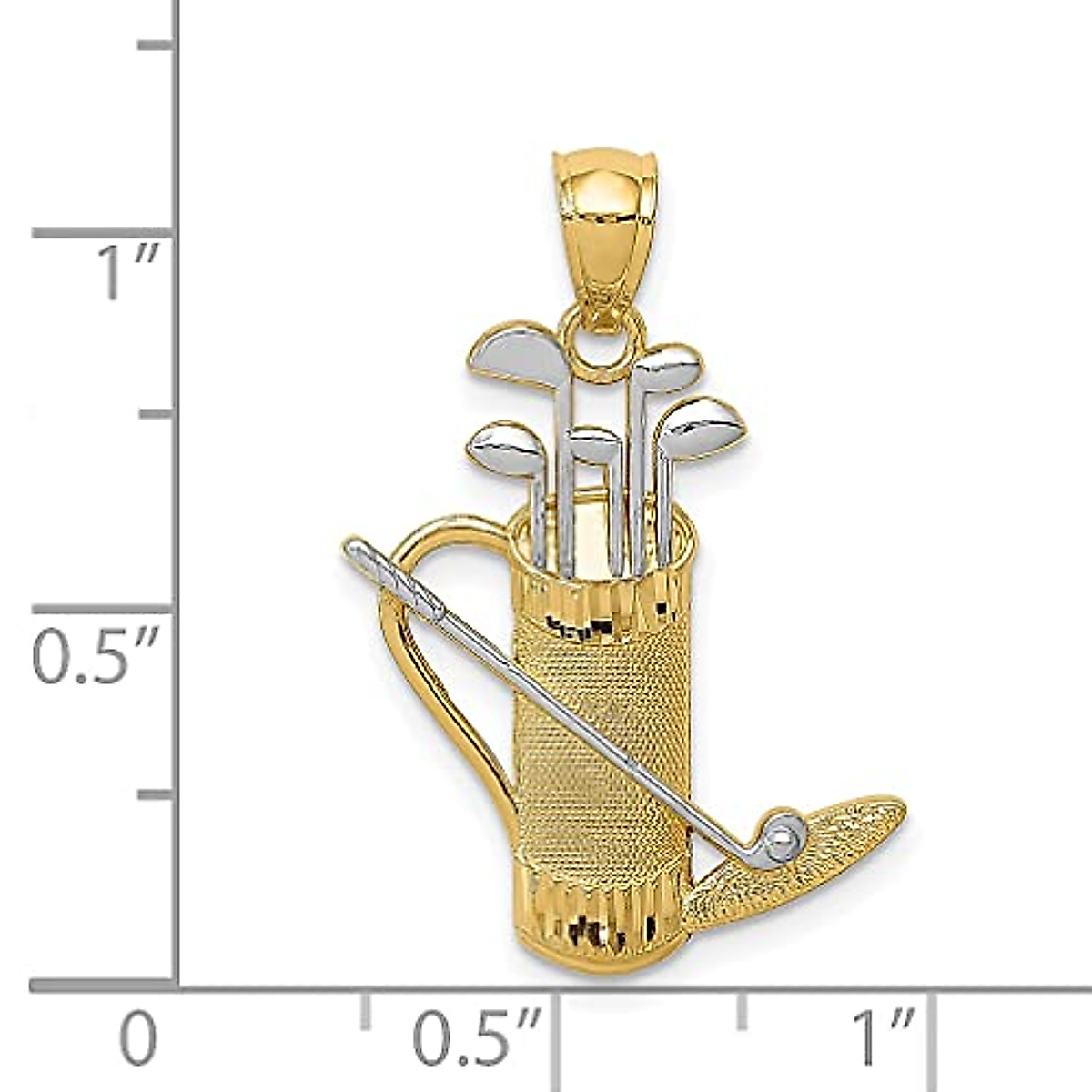 IceCarats 14K Yellow Gold Golf Bag Necklace Charm Sports Pendant Only