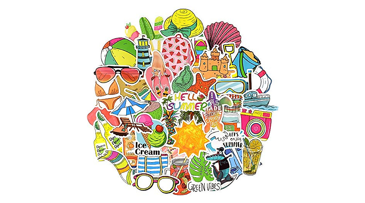 Summer Water Bottle Stickers - 50 Cute Vinyl Designs