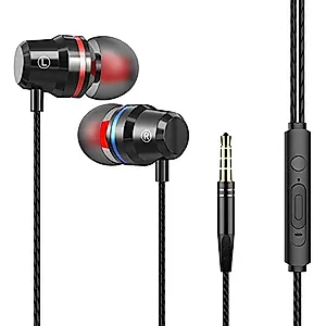 3.5mm Jack Volume Control Earbuds with Microphone in Ear Headphone Earphones for Galaxy A13 5G, A12 A13 A21 A22 A02S A03S A04S, S10 Plus, Note 9, Moto G Pure, One 5G Ace, Edge Plus, G9 Play (Black)