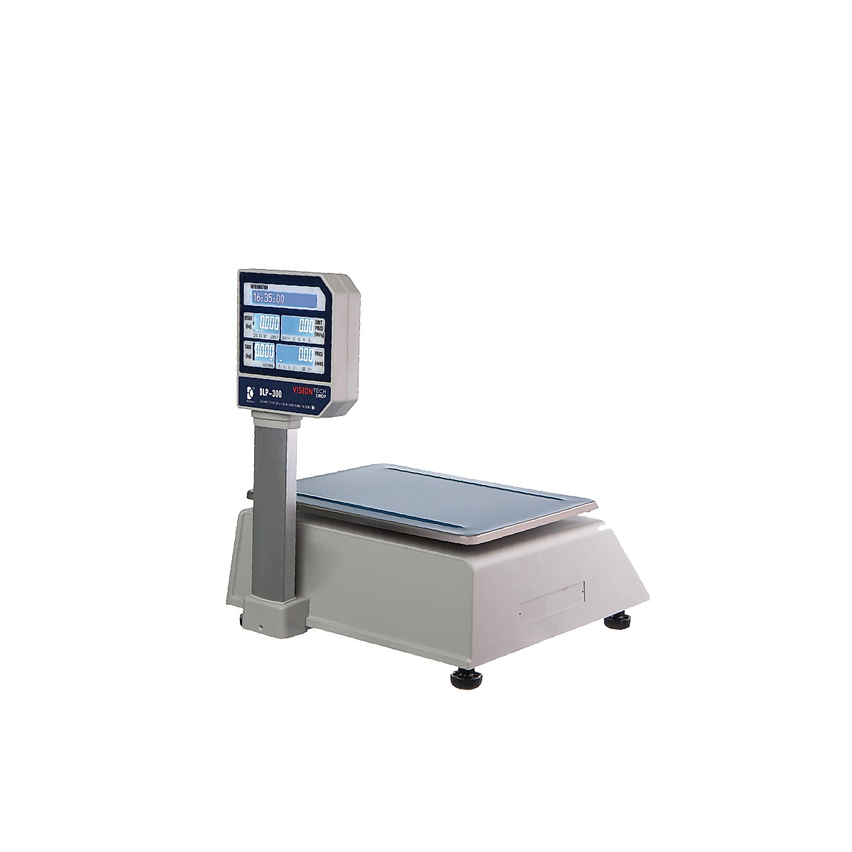 VisionTechShop DLP-300 Label Printing Scale Pole Display, 30/60lbs Capacity, 0.01/0.02lbs, NTEP Legal for Trade with a Free 1 case CAS LST-8010 UPC Label, 58 x 40mm