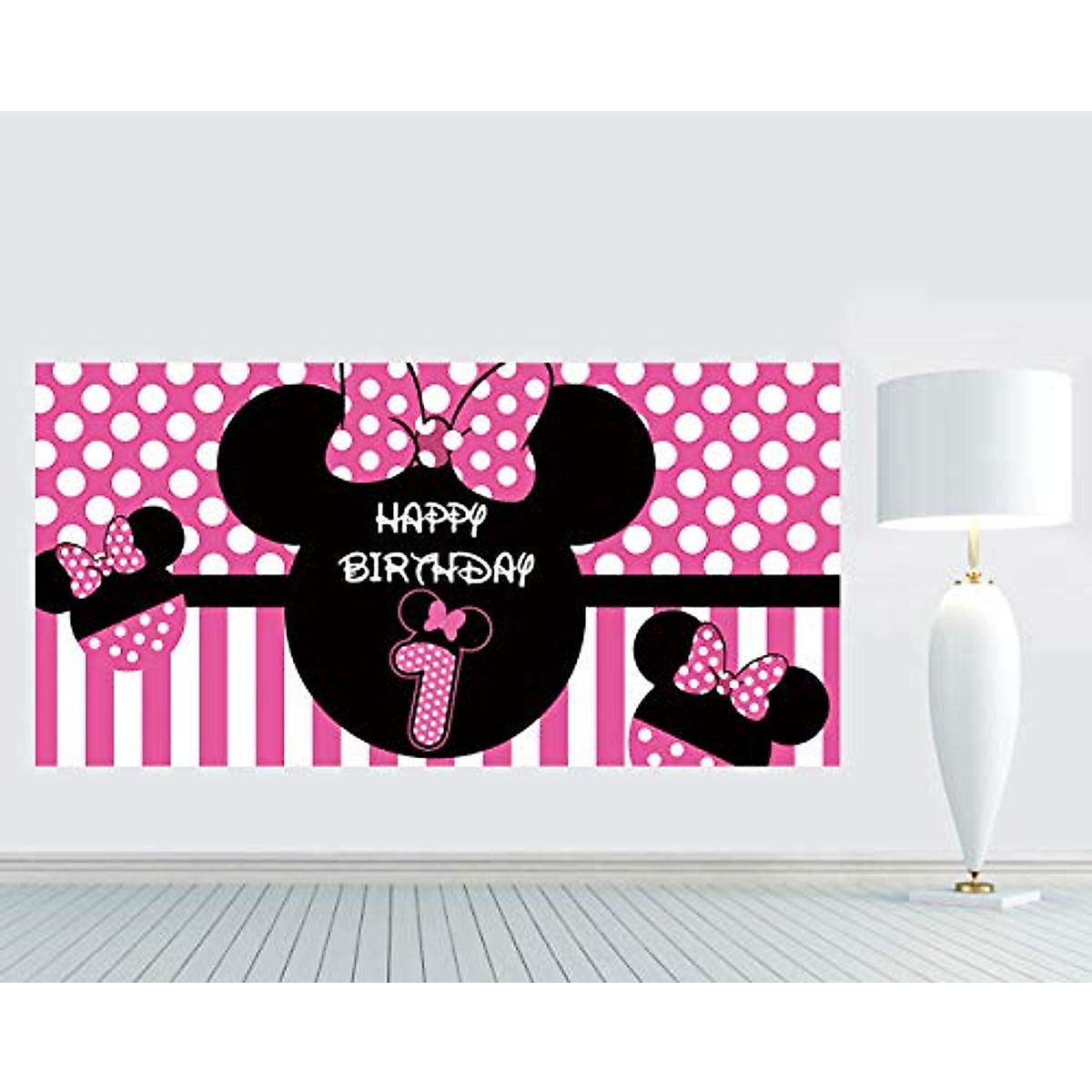 Minnie 1st Birthday Backdrop, Minnie 1st Birthday Banner Party Supplies, Minnie 1st Birthday Decorations, First Birthday Photography Background (6.6 x 3.3 ft)