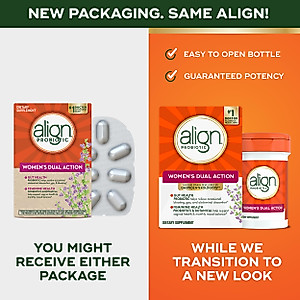 Align Probiotic, Women's Dual Action, Probiotics for Women, Multi-Strain Probiotic with Chaste Tree, Supports Feminine Health, Soothes Occasional Abdominal Discomfort, 28 Capsules (Packaging May Vary)