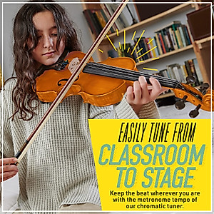 Mendini by Cecilio Violin Instrument - MV400 Size 4/4 Acoustic Violin with Bow, Case, Tuner, Metronome & Extra Strings, Kids & Beginner Violin, Maple Varnish, Full Size Violin