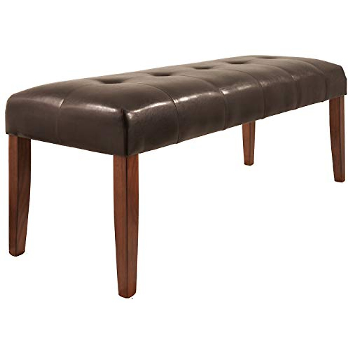 Signature Desig by Ashley Lacey Tufted Upholstered Dining Room Bench, Medium Brown