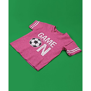 Game On Soccer Shirts for Boys Girls Gifts for Players Kids Jersey T-Shirt 5/6 Wow Pink