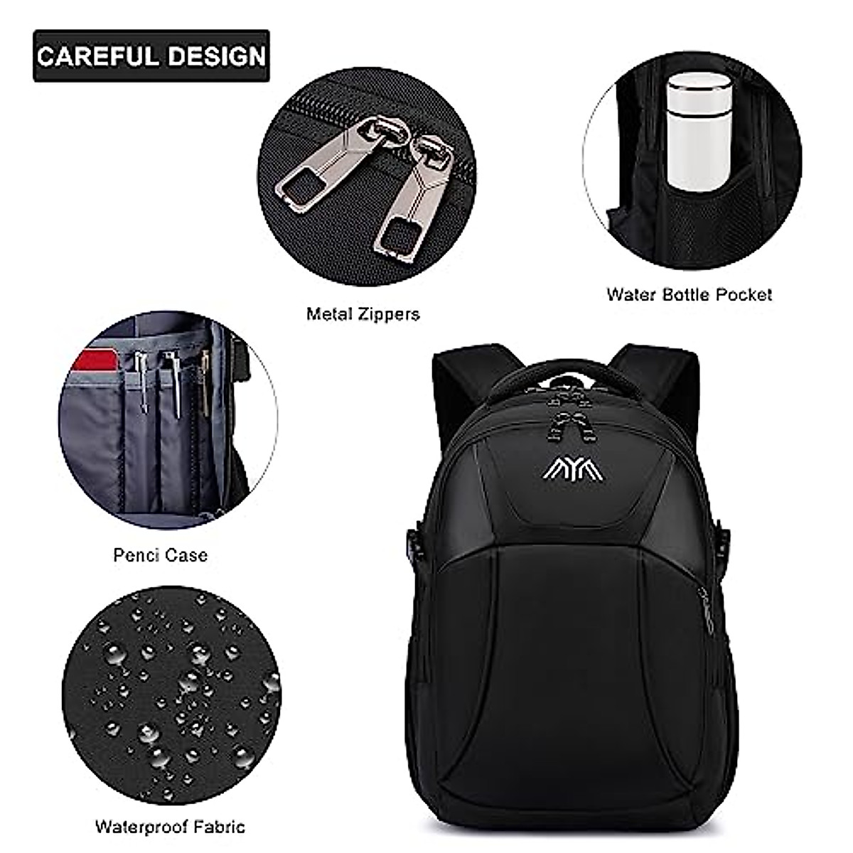 LIBENED School Backpack for Teen, Extra Large 50L Laptop Backpacks for Men Women, Waterproof College Backpack, Travel Mochila with USB Charging Port Fits 17 Inch Computer, Black