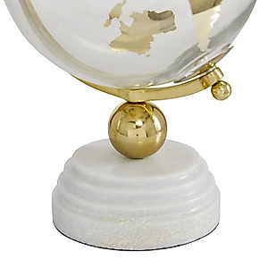 Deco 79 Marble Globe with Marble Base and White Base, 5" x 5" x 11", Gold