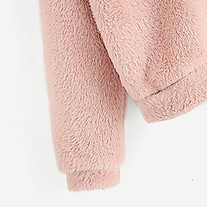 Womens Casual Hooded Sweatshirt Loose Drawstring Pullover Hoodies Long Sleeve Solid Bear Ear Sweatshirt Tops