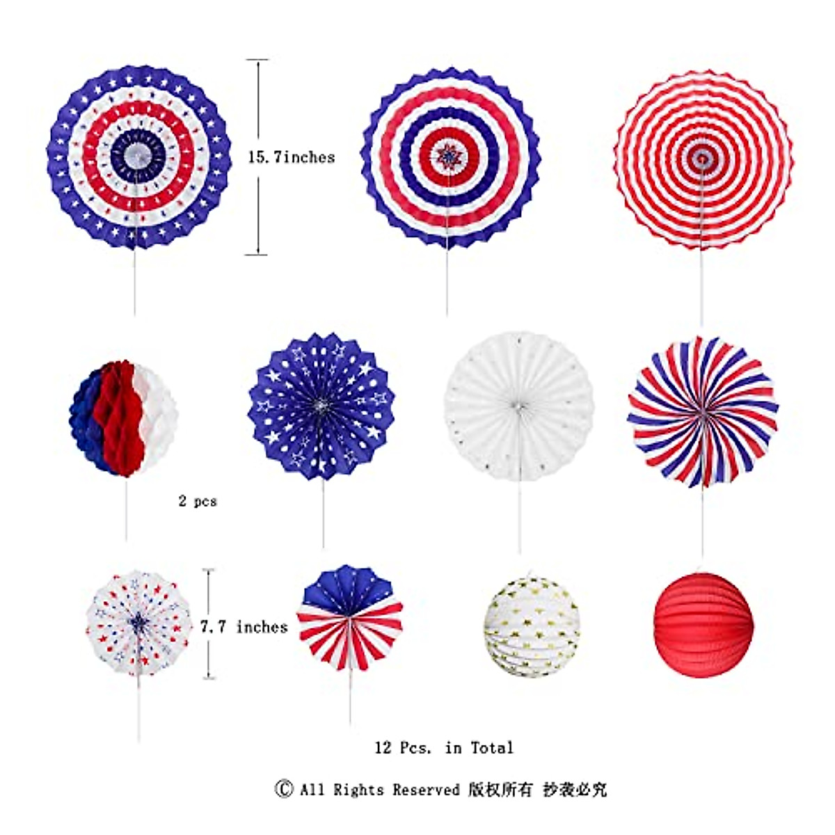 Patriotic Red Blue White Party Decorations for 4th July Independence Day Memorial Day Party Decorations Star Dot Stripe Birthday Wedding Baby Shower Party Hanging Decoration