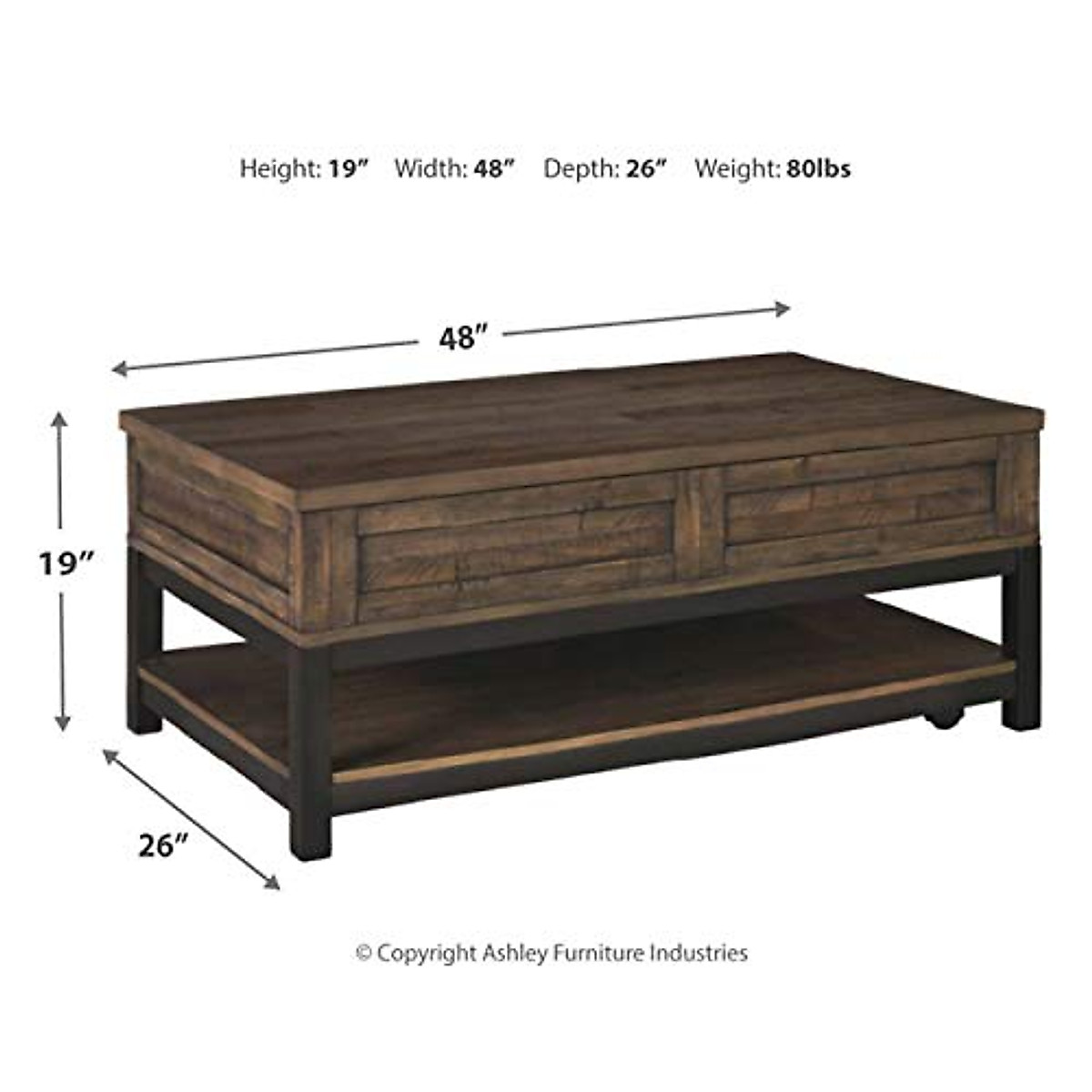 Signature Design by Ashley Johurst Rect Lift Top Cocktail Table, Brown