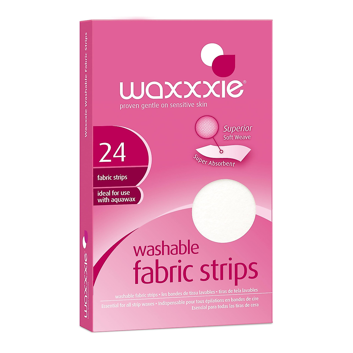 Waxxxie Washable Fabric Wax Strips 24pk for use with Wax Cartridge and Strip Wax for an Unbeatable at Home Salon Experience