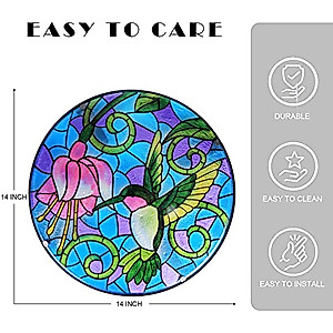 VCUTEKA Mosaic Patio Side Table Outdoor Accent Table Bistro Coffee Table Plant End Table Small Porch Table Indoor Round Glass Balcony Hummingbird Plant Table Stands