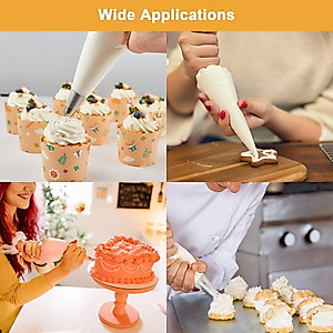 Piping Bags Disposable 100pcs, Leconico 12 Inch Thickened Pastry Bags, Anti Burst Frosting bags, Non-slip Icing Bags, Tipless Piping Bags with 2 Bag Ties 3 Cake Scraper for Royal Icing/Cake Decorating