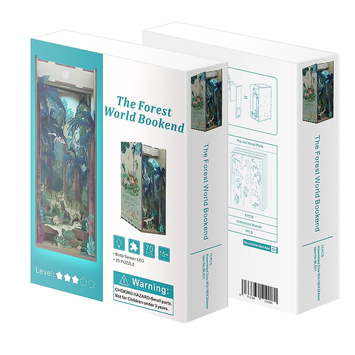 DESMOND 3D Book Nook kit, Forest World Epic Dragons DIY Miniature Dollhouse Kit Bookshelf Insert Personalized Assembled Bookends Wooden Puzzle Miniature Kit