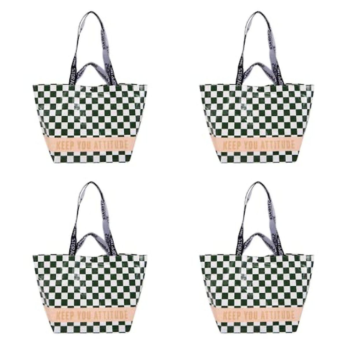 AMEIP Reusable Grocery Bags Foldable, 4 Pack Heavy Duty Large Shopping Cart Totes Portable Waterproof Bag Maximum 50 lbs with Reinforced Bottom & Handles for Cloth Toy Kitchen Picnic (Plaid)