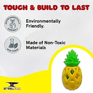 Steel Dog Treaters Pineapple, Dog Toy for Boredom and Stimulation, Treat Dispensing, Interactive Dog Puzzle Toys for Small, Medium, Large Breed