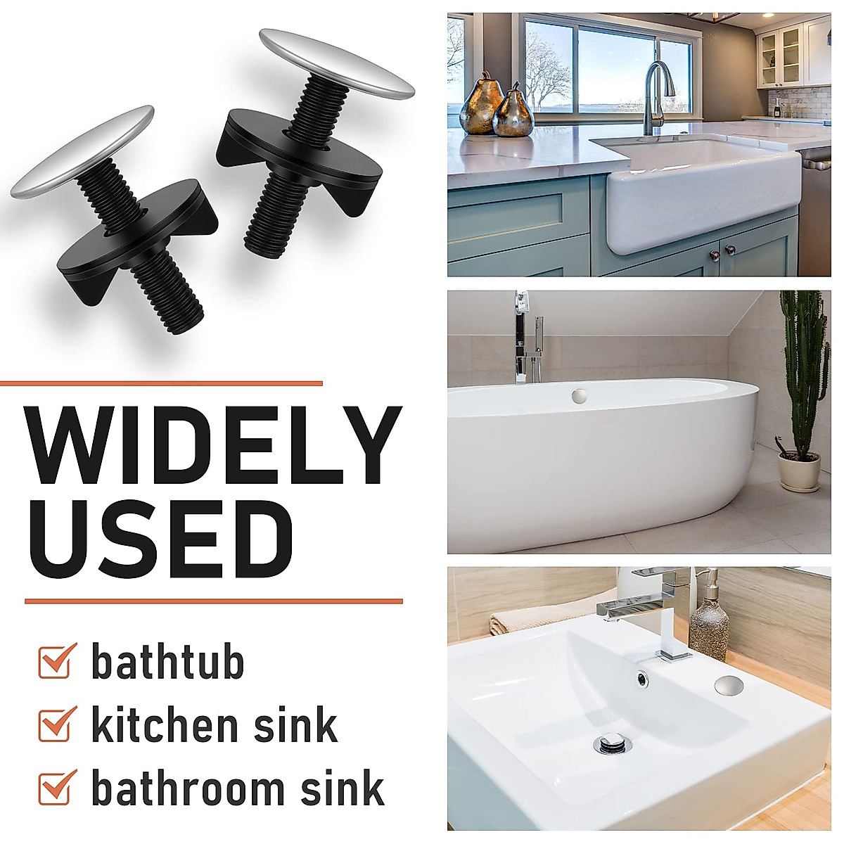 12 Pcs Sink Hole Cover Stainless Steel Faucet Hole Cover Kitchen Blanking Metal Plug Sink Caps for Top Holes Kitchen Bathroom Sink Accessories, 0.6 to 1.6 Inch in Diameter