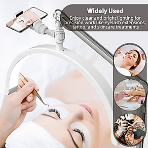 Beautycity Half Moon Lash Light for Eyelash Extensions, Half Moon Lash Lamp with Phone Holder for Makeup, Nail, Facial, Tattoo - Dimmable Eyelash Lamp & Color Temperature 3000K-6000K