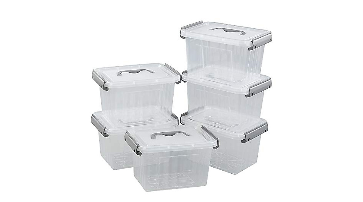 Pekky 3.5 Quart Clear Plastic Storage Bins - 6 Pack for Easy Organization
