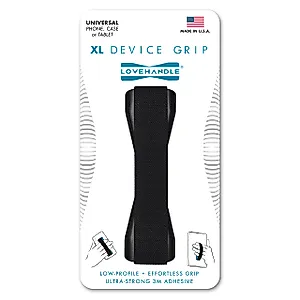 LoveHandle Tablet/XL Grip for Most Tablets and Large Smartphones, Black Elastic Strap Finger Grip with Black Base (LHT-01-Black)