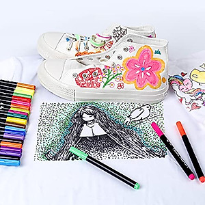 Fabric Markers Permanent for Clothes, 24 Colors Fabric Pens Permanent No Bleed, Fine Tip Fabric Paint Pens Paint Markers for Kids, Non-Toxic Markers Paint for Tote Bag White Shirt Baby Bibs Shoes