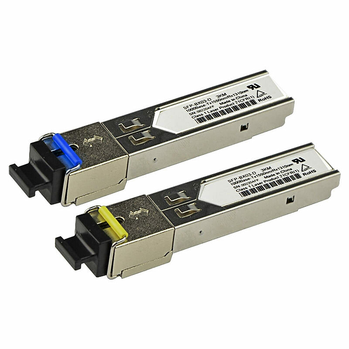 Durable 2PCS 1.25G Single-Mode Fiber SC Simplex Connector 1000BASE BiDi 1310nm/1550nm 3km SFP Transceiver Module SFP-BX03-D