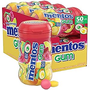 Mentos Sugar-Free Chewing Gum, Tropical, Red Fruit and Lime, Bulk, 50 Piece Bottle (Pack of 6)
