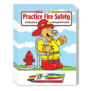 ZOCO - Fire Safety - Educational Coloring Books (25 Bulk Pack, With Crayons) - Fire Prevention Week Items for Kids - Firefighter Party Supplies - Games, Puzzles, Activities