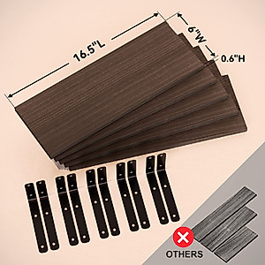 RICHER HOUSE Floating Shelves for Wall Décor, Rustic Wood Wall Shelves for Bedroom Set of 5, Farmhouse Shelf for Bathroom, Hanging Shelves for Storage, Wall Mounted - Deep Brown