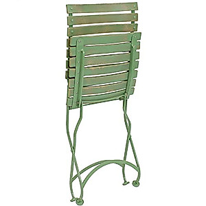 Sunnydaze Cafe Couleur European Chestnut Wooden Folding Bistro Chair - Portable, Compact Side Chair - Indoor or Outdoor Use - Patio, Deck, Balcony, Camping and Spare Seating - Green - Set of 2