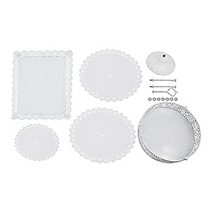 Xeternity-Made XMSound 3 Pieces Cake Stand Set ,White Metal Cupcake Holder Dessert Display Plate ,Decor Serving Platter for Wedding Birthday Parties Celebration