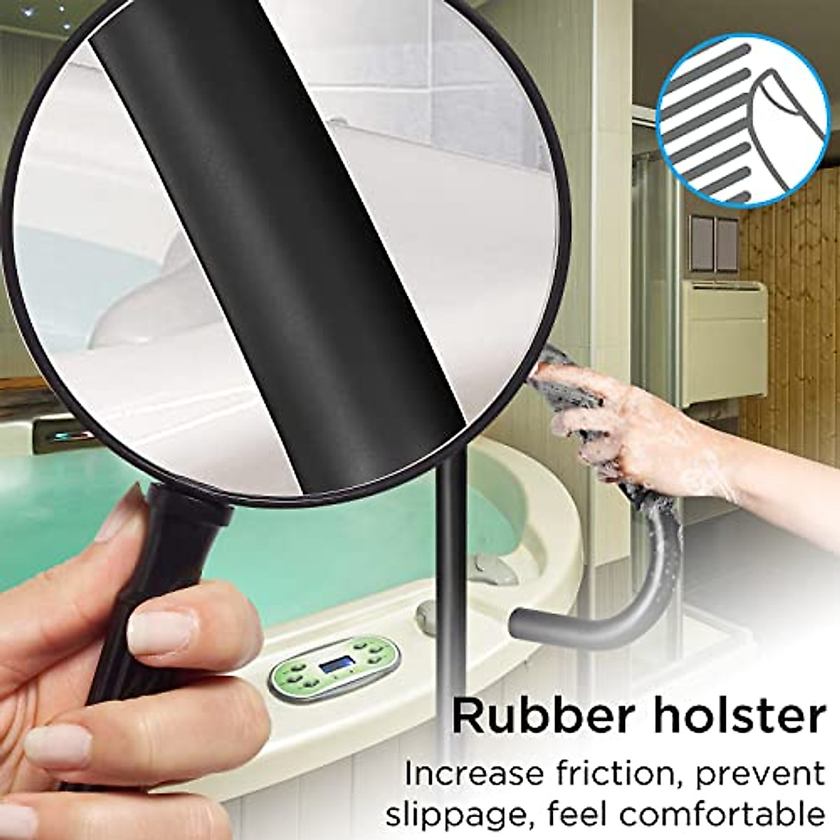 IHAYNER Hot Tub Handrail 56x19 Inch Spa Side Handrail 600LBS Capacity Spa Step Hot Tub Black Heavy Iron Spa Side Step with Slide-Under Mount Base