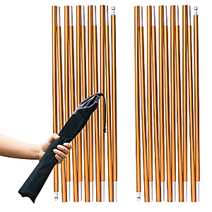 TRIWONDER Tent Pole 2 PCS - Aluminium Rod Tent Pole Replacement Accessories Tent Bar Tent Building Supporting Rod Awning Frames Kit for Hiking Camping (Gold - 10.92ft)