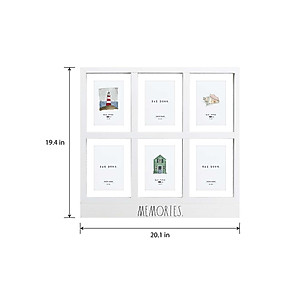 Rae Dunn Collage Picture Frames - Multiple Photo Frame for Wall Decor - Modern Contemporary Design Style - 6 Picture Frame Collage to Display Photos of Family, Couples, Best Friends - White