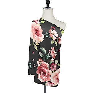 Nursing Cover Watercolor Flower Breastfeeding Soft Carseat Canopy Multi Use for Baby Car Seat Covers Canopy Shopping Cart Cover Scarf Light Blanket Stroller Cover