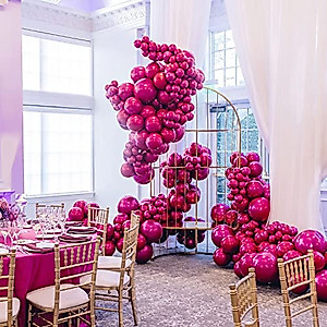 Kozee Chrome Hot Pink Double-Stuffed Balloons different sizes 50pcs10 inch Metallic magenta balloon For barbie theme decorations Wedding engagement Birde to be baby shower