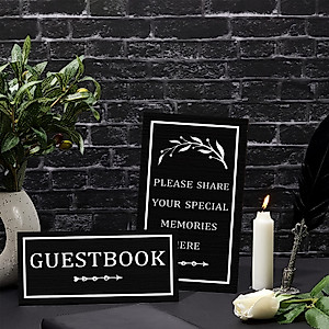 3 PCS Wooden Funeral Table Signs Wood Share Memory Sign Black Guest Book Sign Celebration of Life Funeral Memorial Sign Table Decoration Condolence Sign for Funeral Decorations Celebration of Life