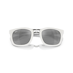 Ray-Ban RB8362M Square Sunglasses, White/Grey Mirrored Silver, 53 mm