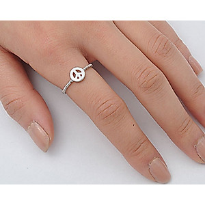 Peace Sign Love Joy Ring New .925 Sterling Silver Rope Bali Band Size 9