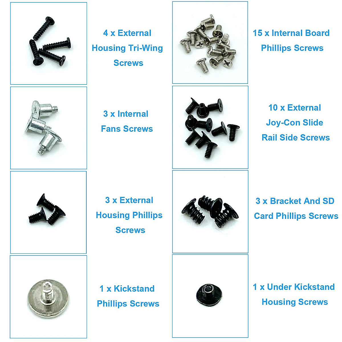 Replacement Full Screws Set For Nintendo Switch Console, EMiEN Screws Replacement for Nintendo Switch Slide Rail Back Shell, Philip’s Triwing Head Screws