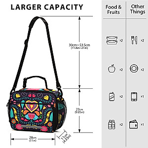 QwThum Bohemia Kids Lunch Bag Lunch Box Organizer Double Insulated Lunch Holder Waterproof and Reusable Meal Bag for Teens Women Men