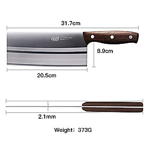 FINDKING YuFeng Chinese Chef Knife, Kitchen Cleaver for Meat Vegetables, Stainless Steel Blade, Wenge Wood Handle, for Cutting, Shredding, Slicing, Mincing, 8 Inches