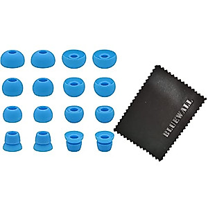 BLUEWALL Ear Tip Ear Bud Compatible with Powerbeats2 Wireless Headphone Replacement,8 Pair with Double Flange and Small Medium Large Size Soft Gel Silicone Earbuds Ear Gel Ear Tips, Blue